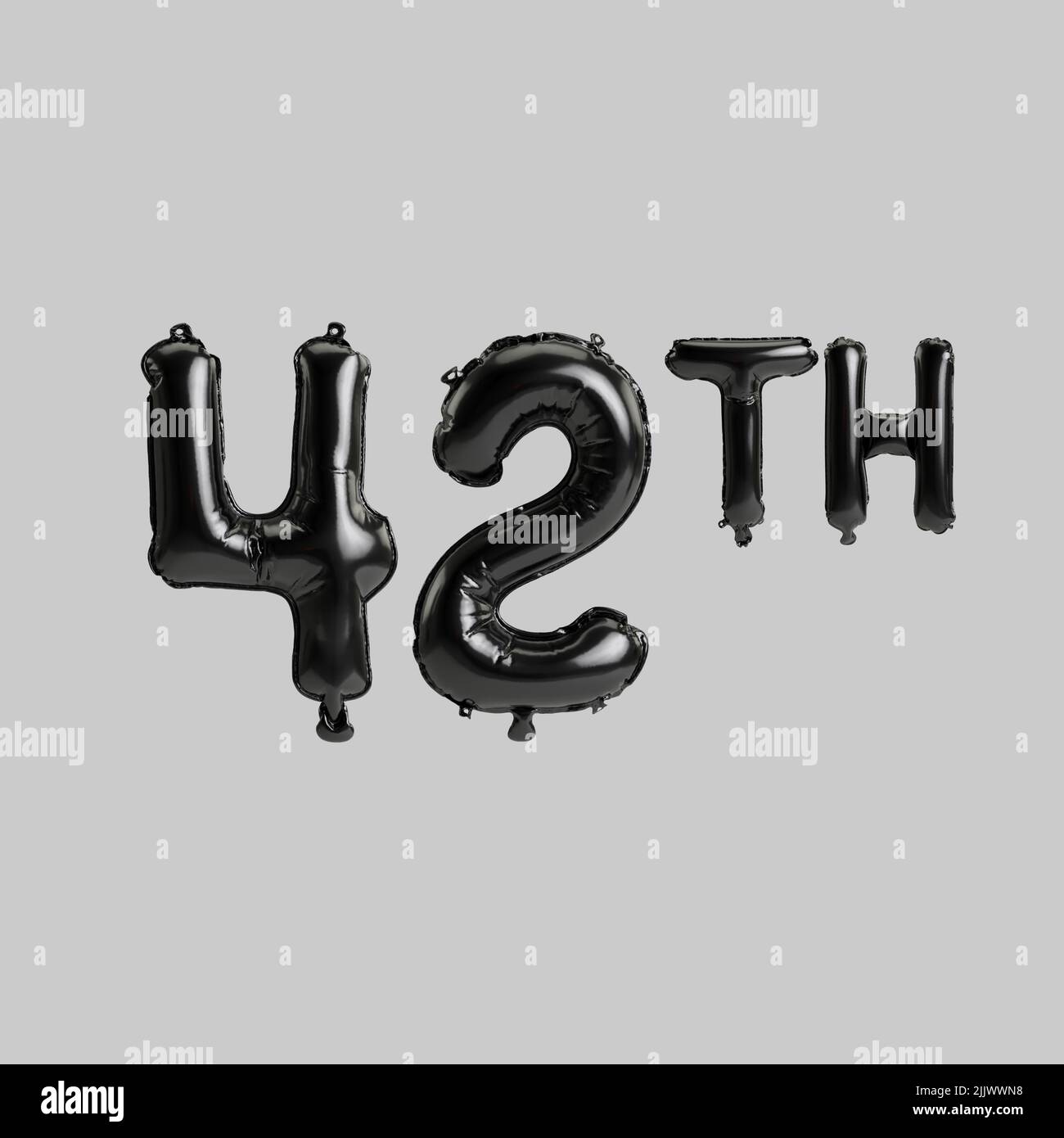 3d illustration of 42th black balloons isolated on white background ...