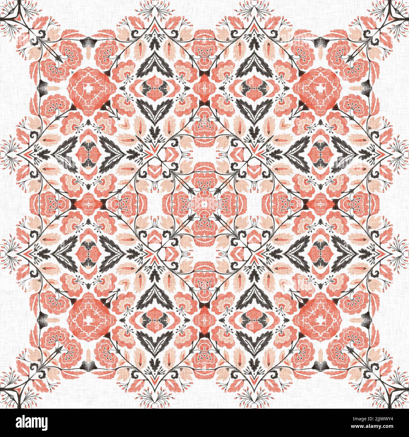 Modern boho geometric floral quilt style seamless pattern. Shabby chic ...