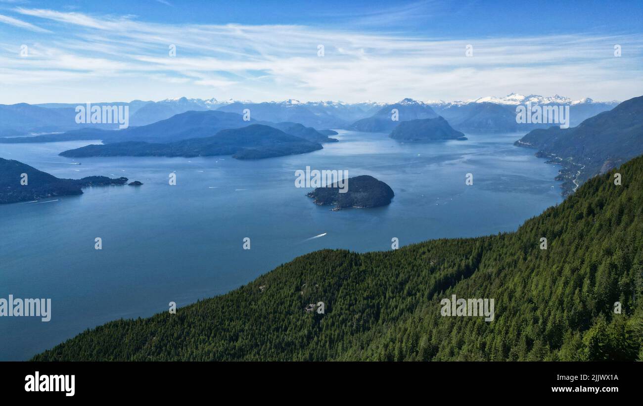 The top view of Eagle bluffs in Cypress provincial park under the blue ...