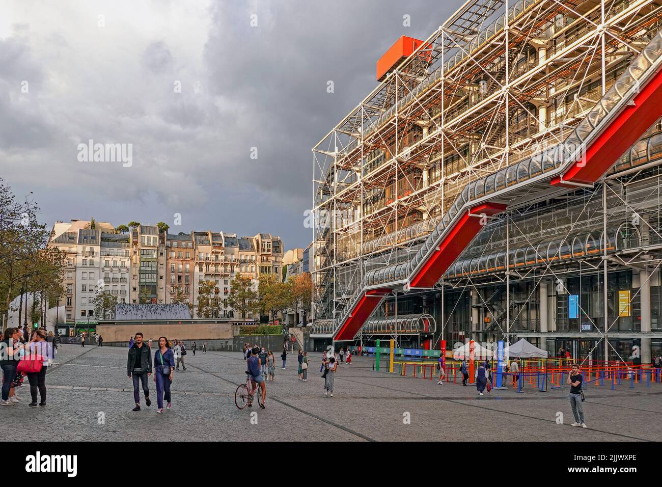France, Paris, The Centre Pompidou also known as the Pompidou Centre is ...