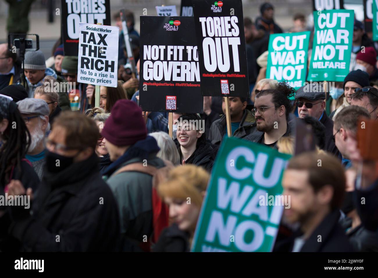 Participants gather during a Cost of Living Crisis protest organised by ...