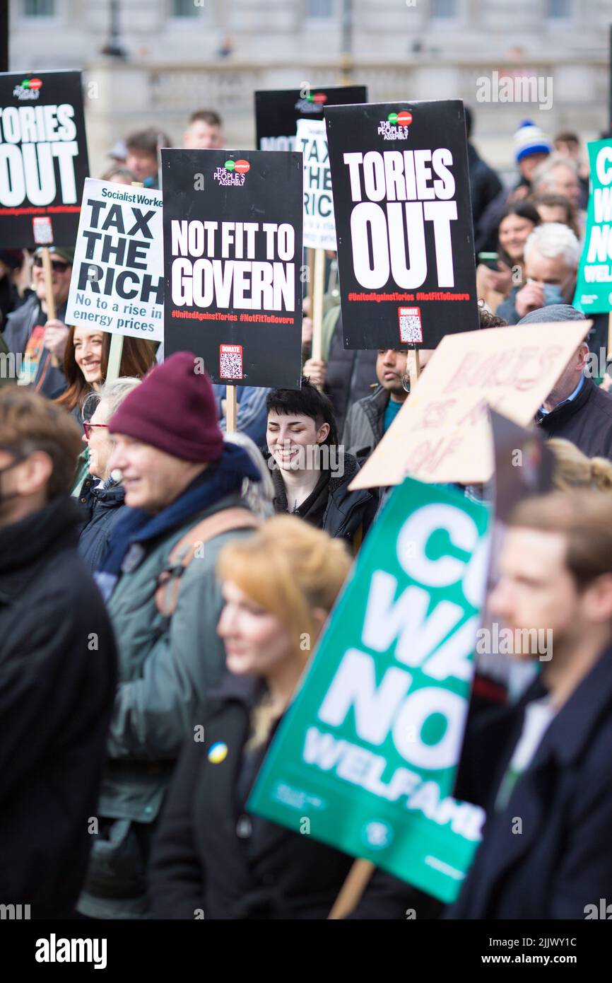 Participants gather during a Cost of Living Crisis protest organised by ...