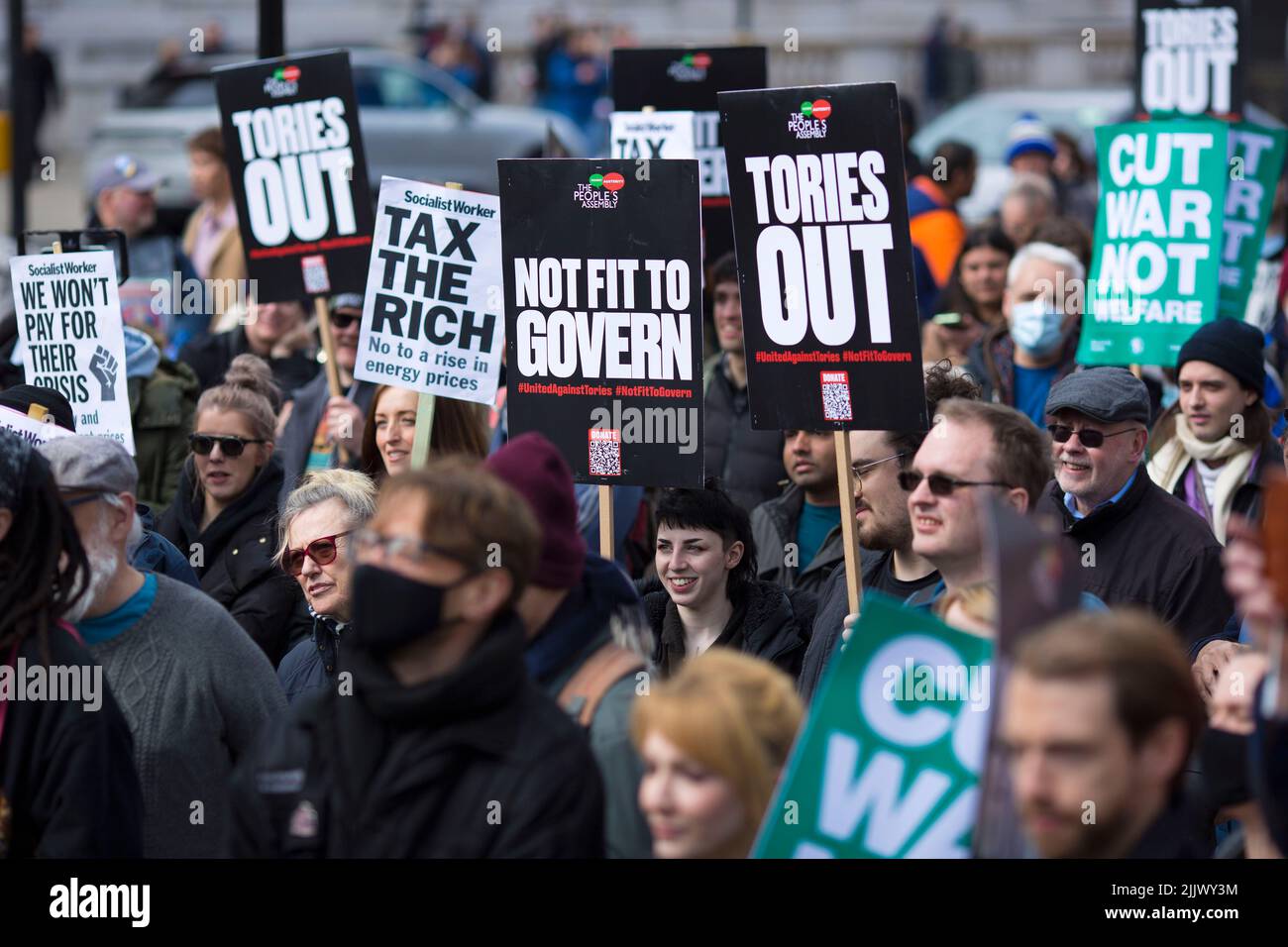 Participants gather during a Cost of Living Crisis protest organised by ...
