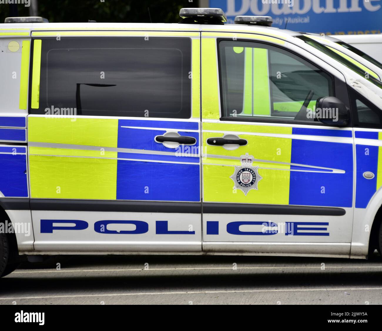 A side view of a British Transport Police car or vehicle parked in ...