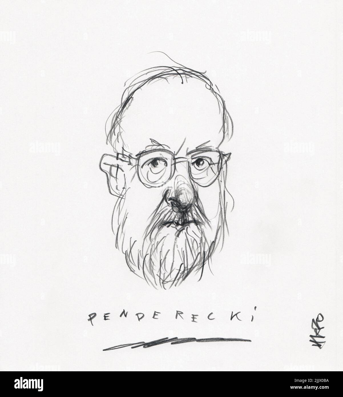 Pencilportrait of Krzysztof Penderecki Stock Photo - Alamy