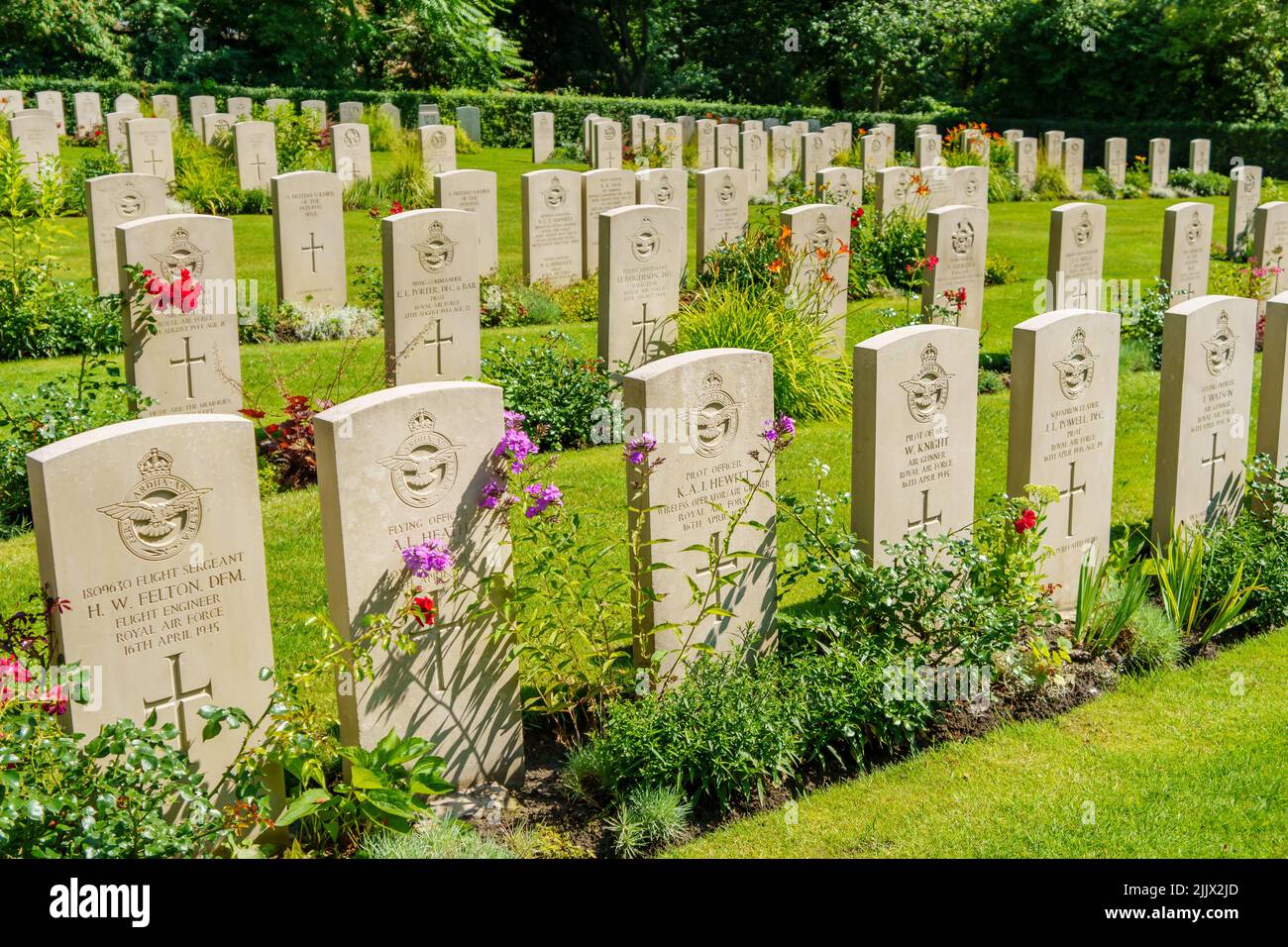 A row of American soldier graves from the second World War at a ...