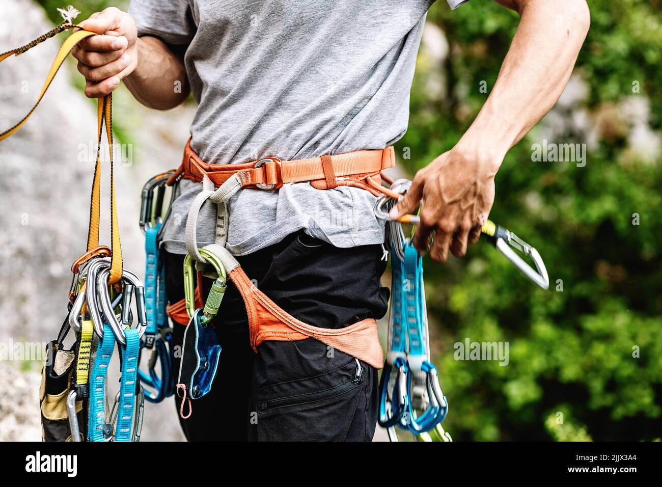 Male climber wearing climbing equipment hi-res stock photography and ...