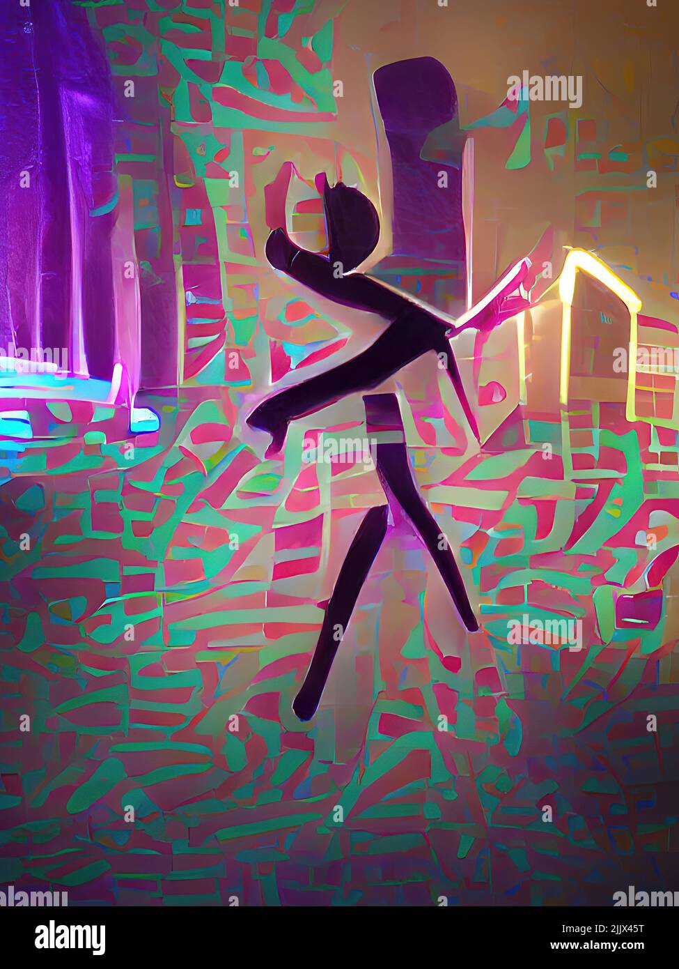 dancing stick figures in front of grey background Stock Photo - Alamy