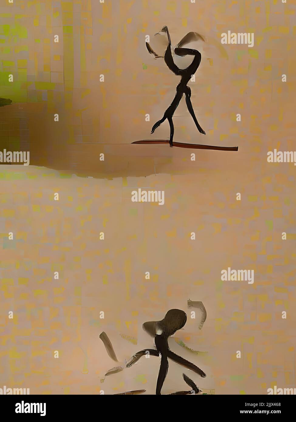 dancing stick figures in front of grey background Stock Photo - Alamy