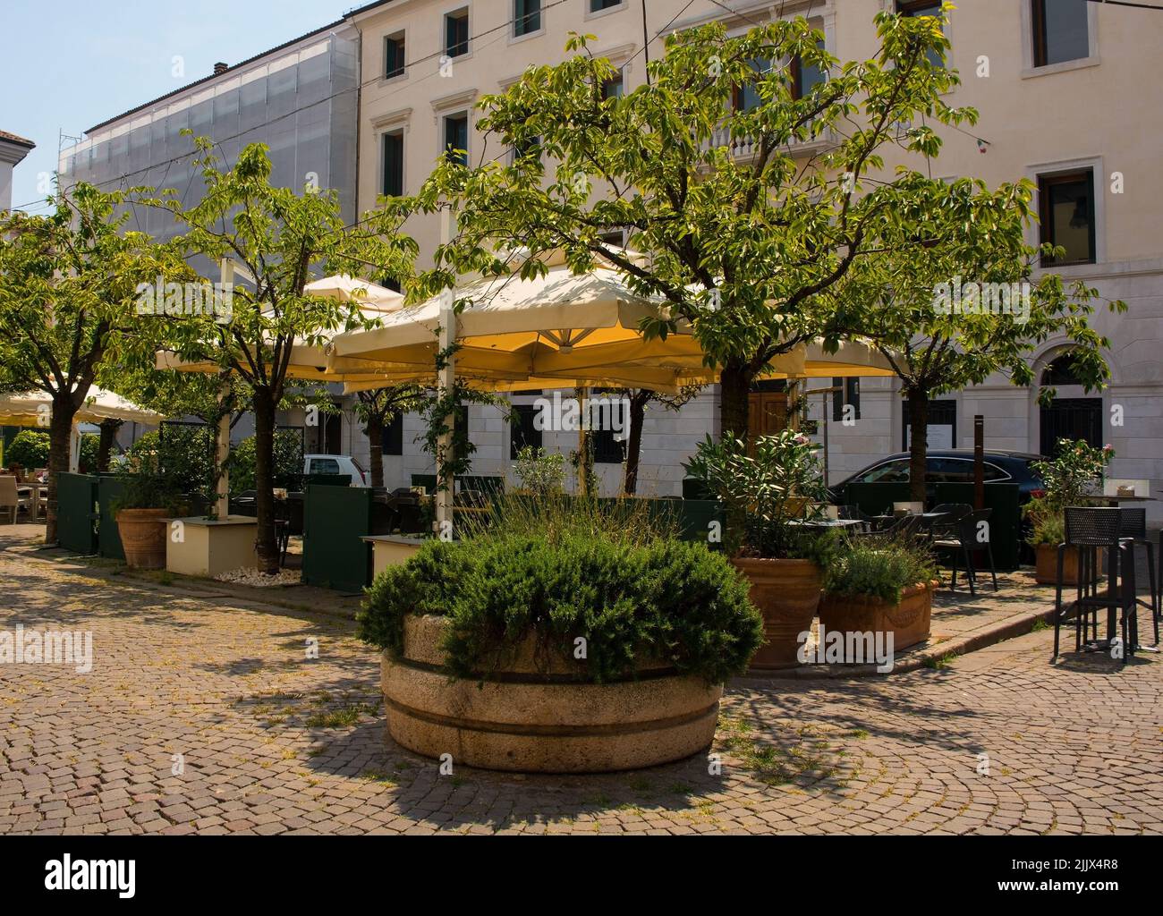 The historic Piazza Pola square in the historic centre of Treviso ...