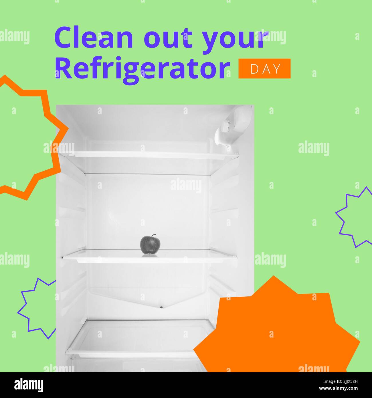 Image of clean out you refrigerator day over green background with ...