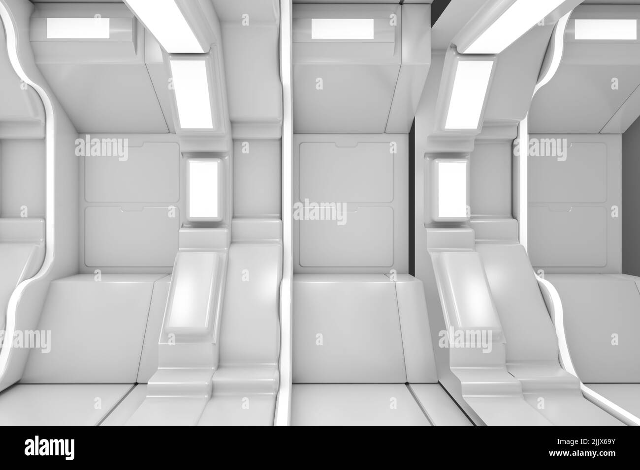 White interior of a spaceship with lighting in perspective Stock Photo ...