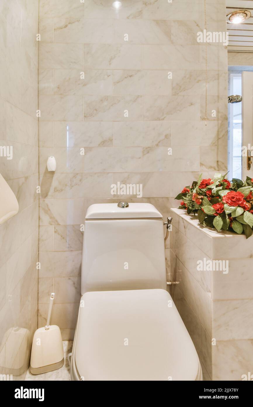 From above toilet bowl in a sink with marble walls Stock Photo - Alamy
