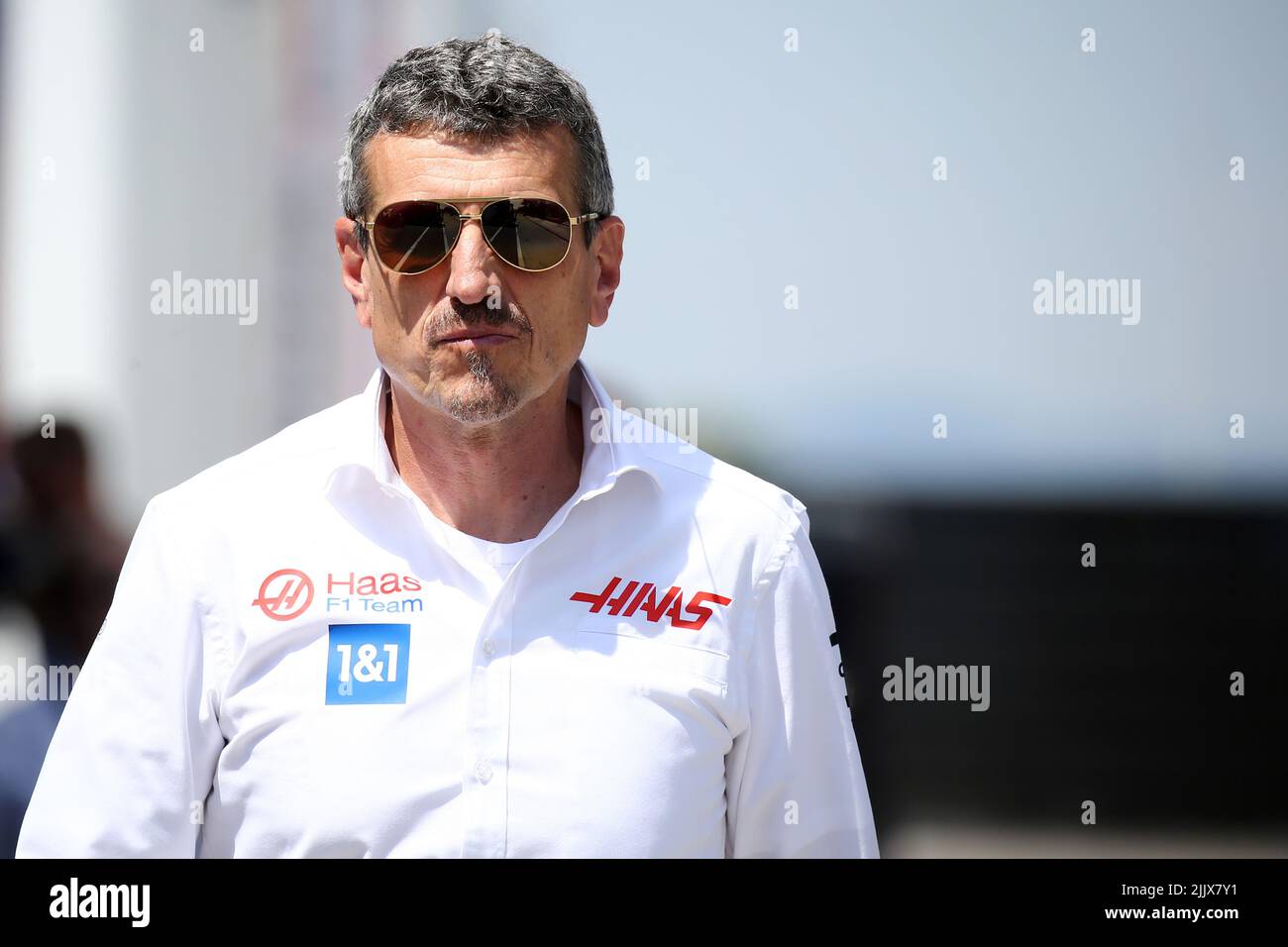 Gunther Steiner , team principal of Haas F1 Team, looks on in the ...