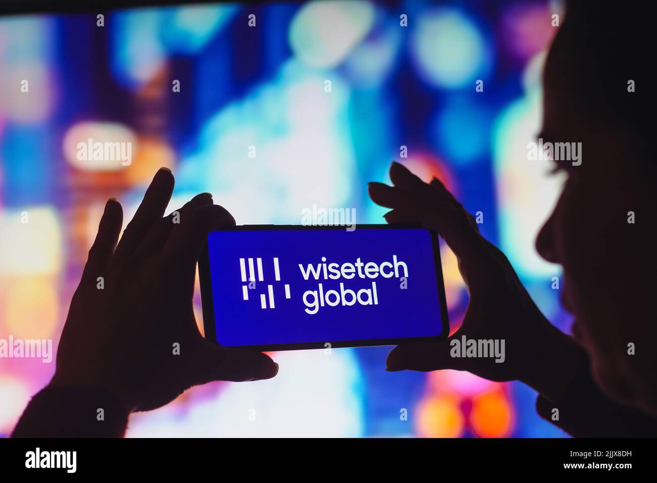 In this photo illustration, the WiseTech Global logo is displayed on a ...