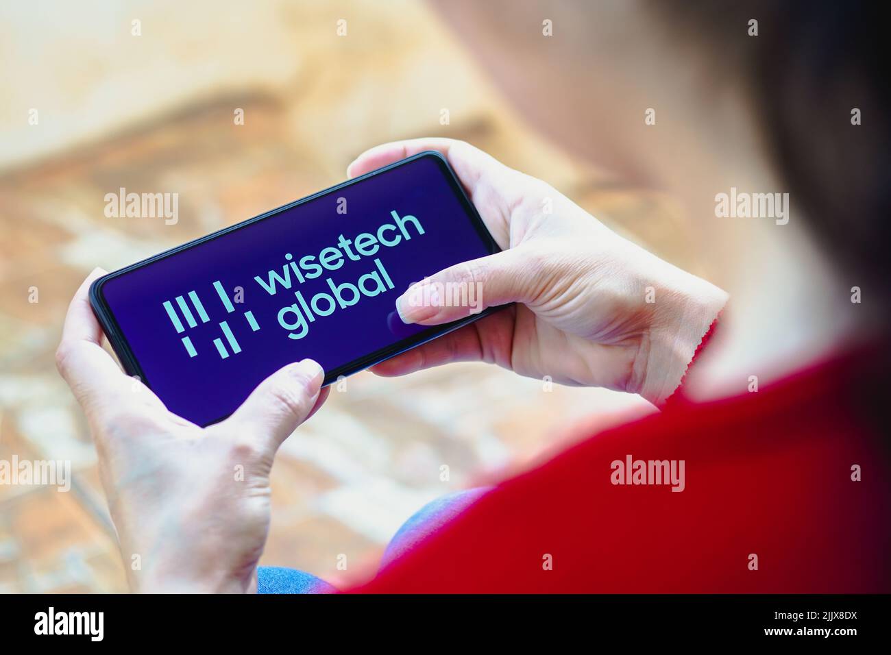 In this photo illustration, the WiseTech Global logo is displayed on a ...