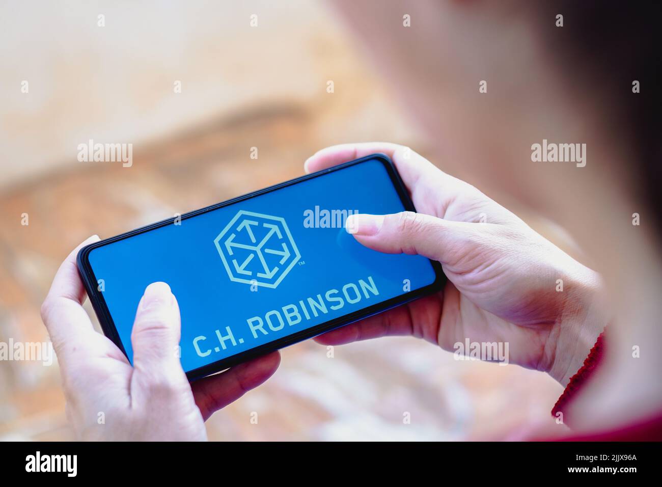 In this photo illustration, the C.H. Robinson Worldwide logo is ...