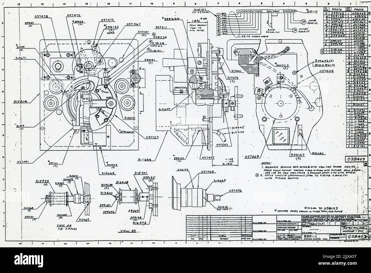 Drawing a parts shown int the BHP Picture Head a BHP film printer of ...