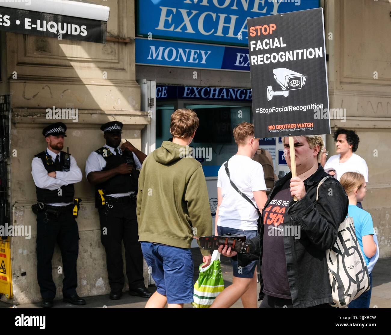 Piccadilly Circus, London, UK. 28th July 2022. Protest against a facial ...