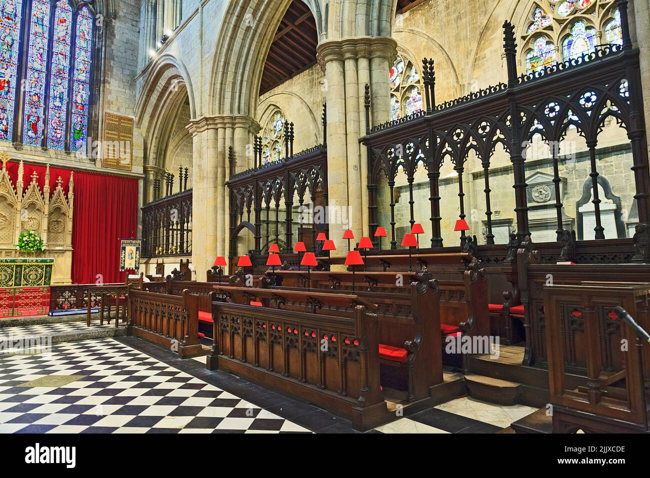 Choir Stalls set in the Chancel of the Priory Church of St Mary in Old ...
