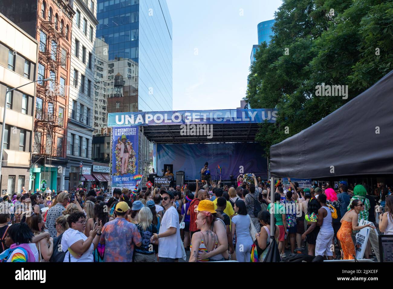 A large crowd enjoying a live DJ performance at Pride Month Parade 2022 ...