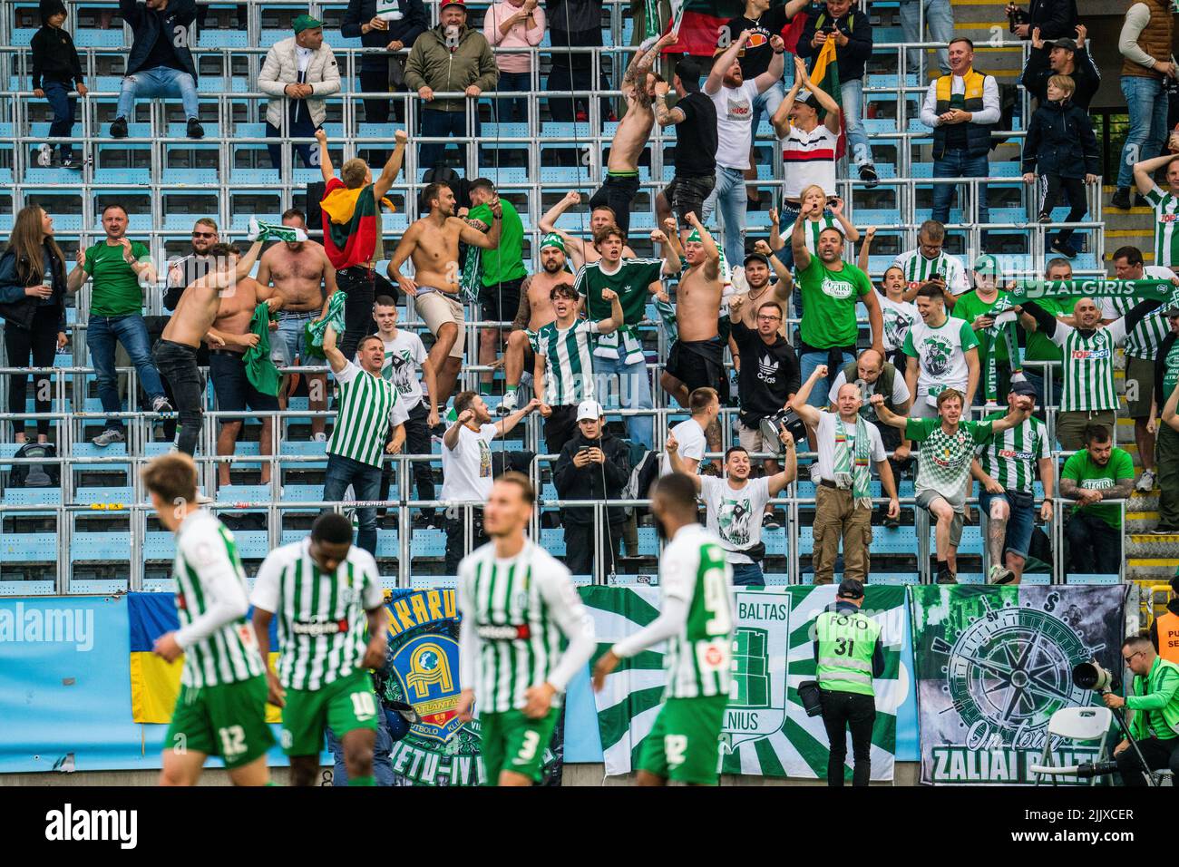 Malmoe, Sweden. 27th July, 2022. Football fans of Zalgiris Vilnius seen ...