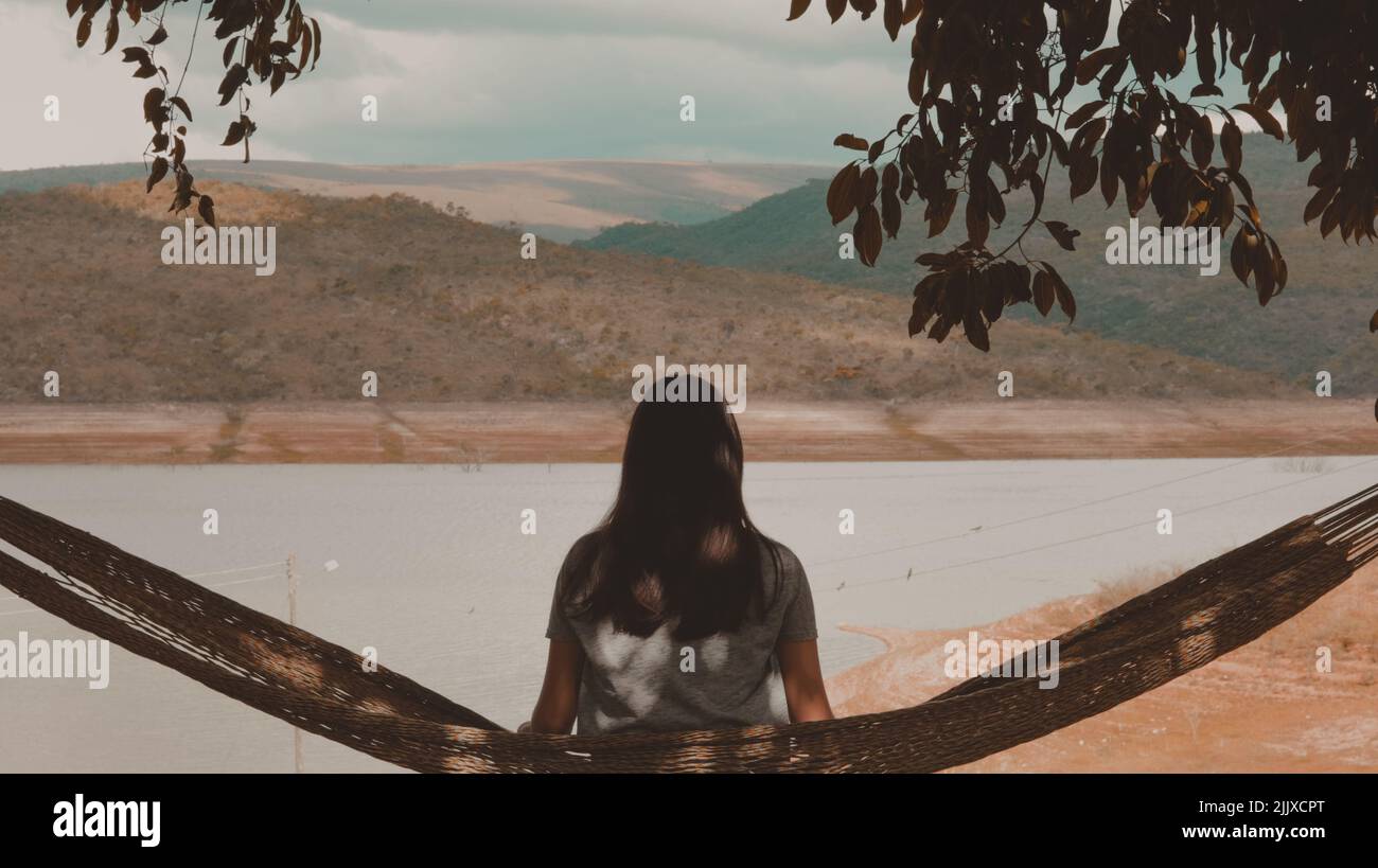 Woman garden back view hi-res stock photography and images - Alamy