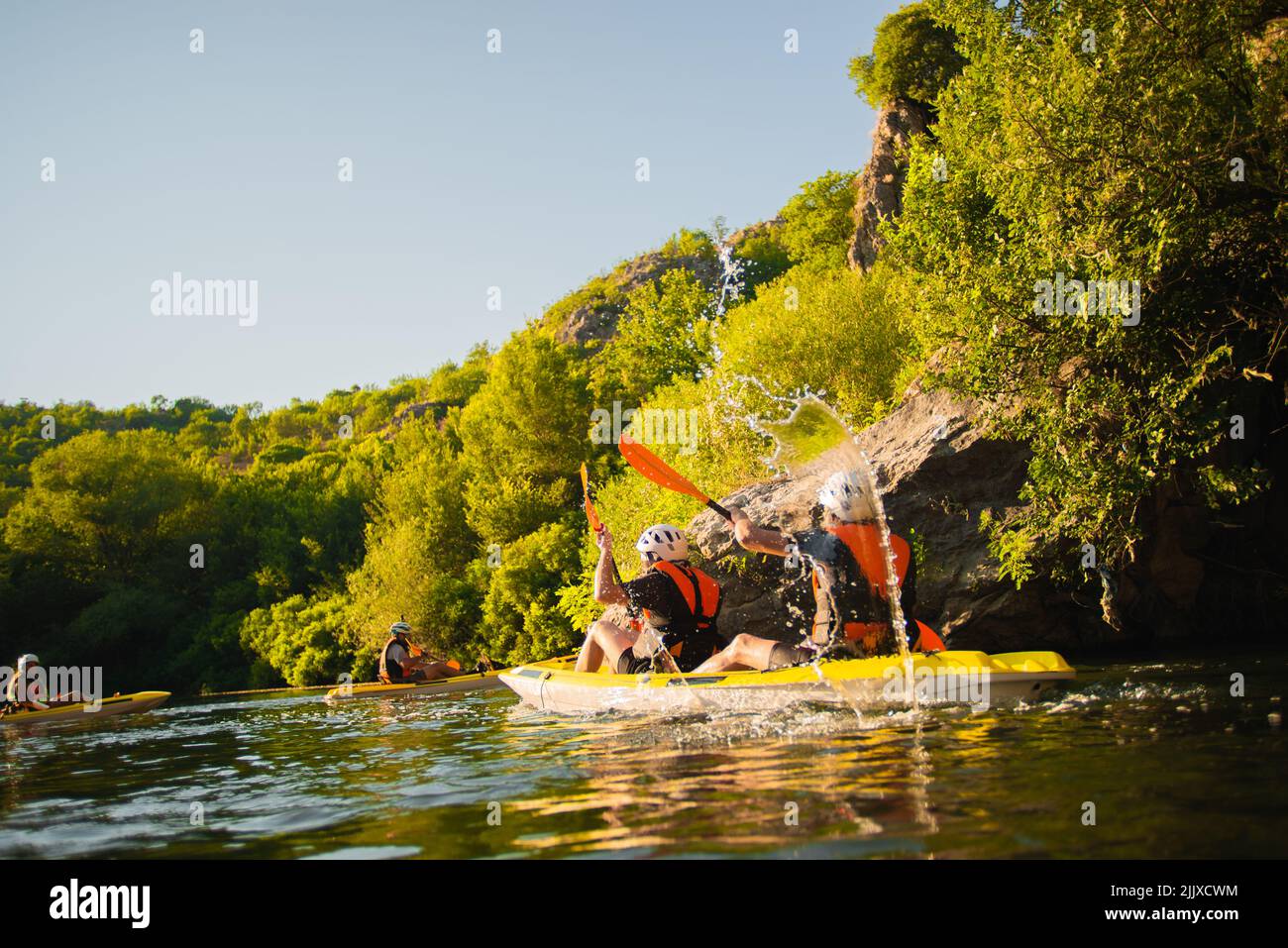 Group of senior and young kayakers are getting back together while ...
