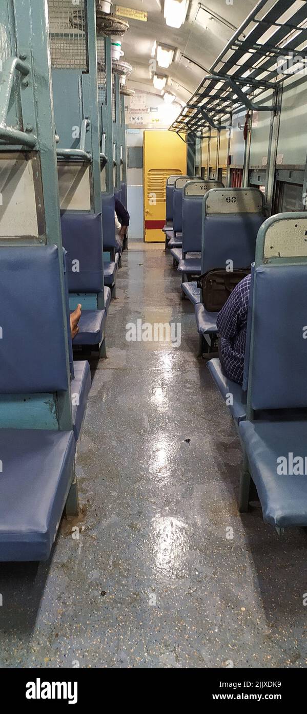 Indian passenger train interior - new train coach Stock Photo - Alamy