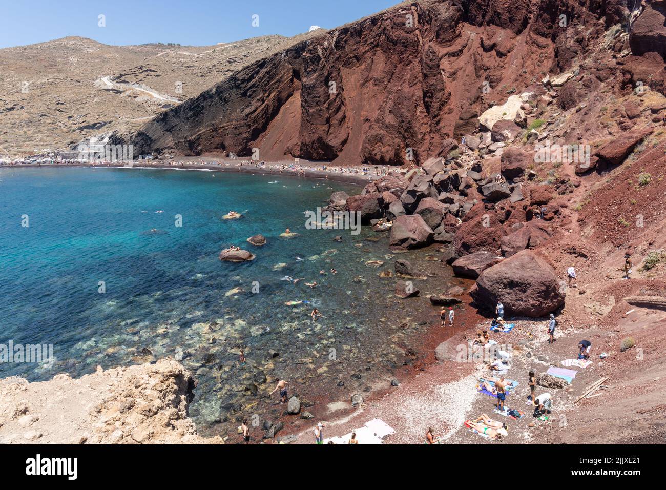 The famous landmark Red Beach a volcanic sandy beach on the Aegean ...