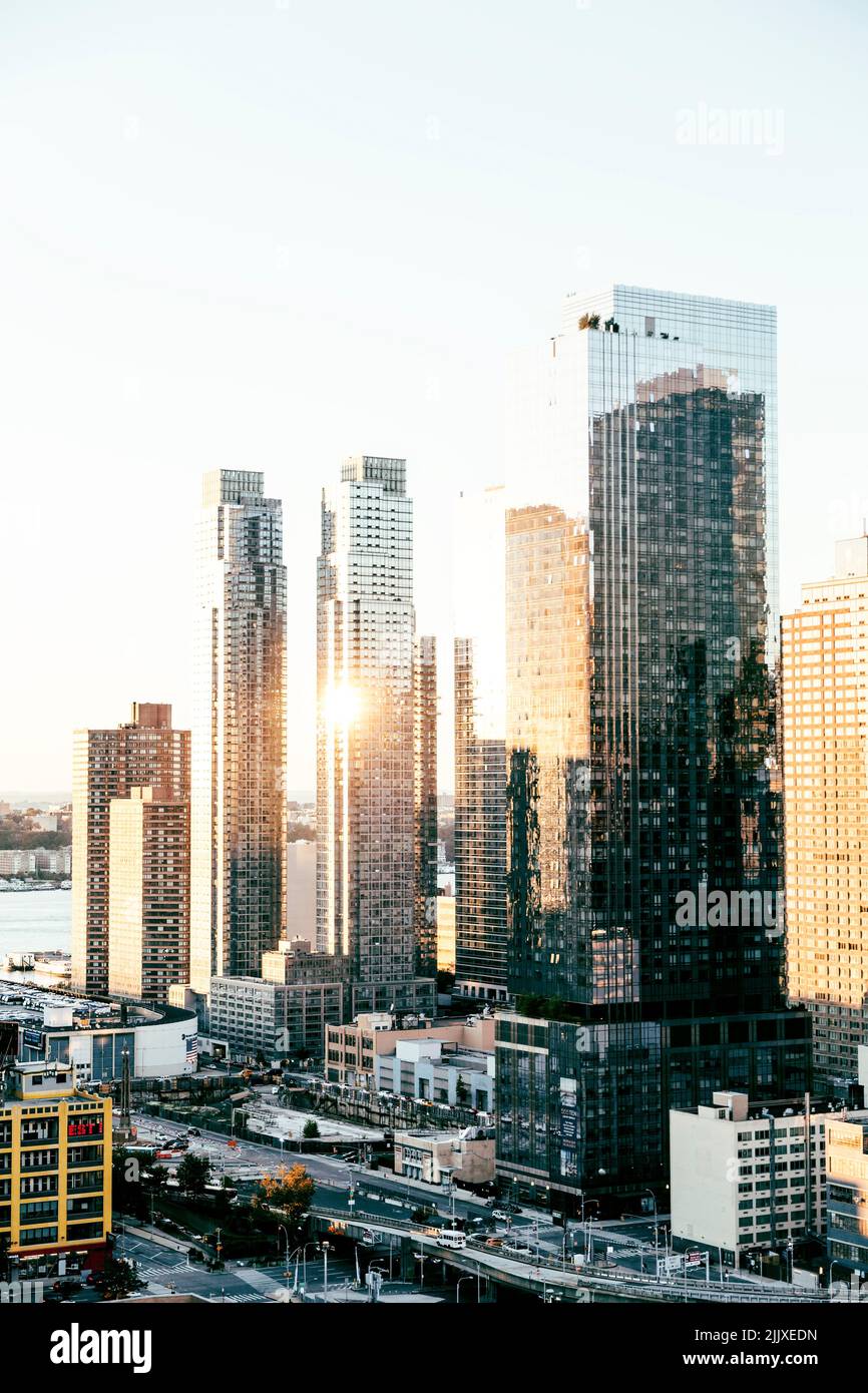 skyscrapers in New York City. Really tall and beautiful buildings. A ...