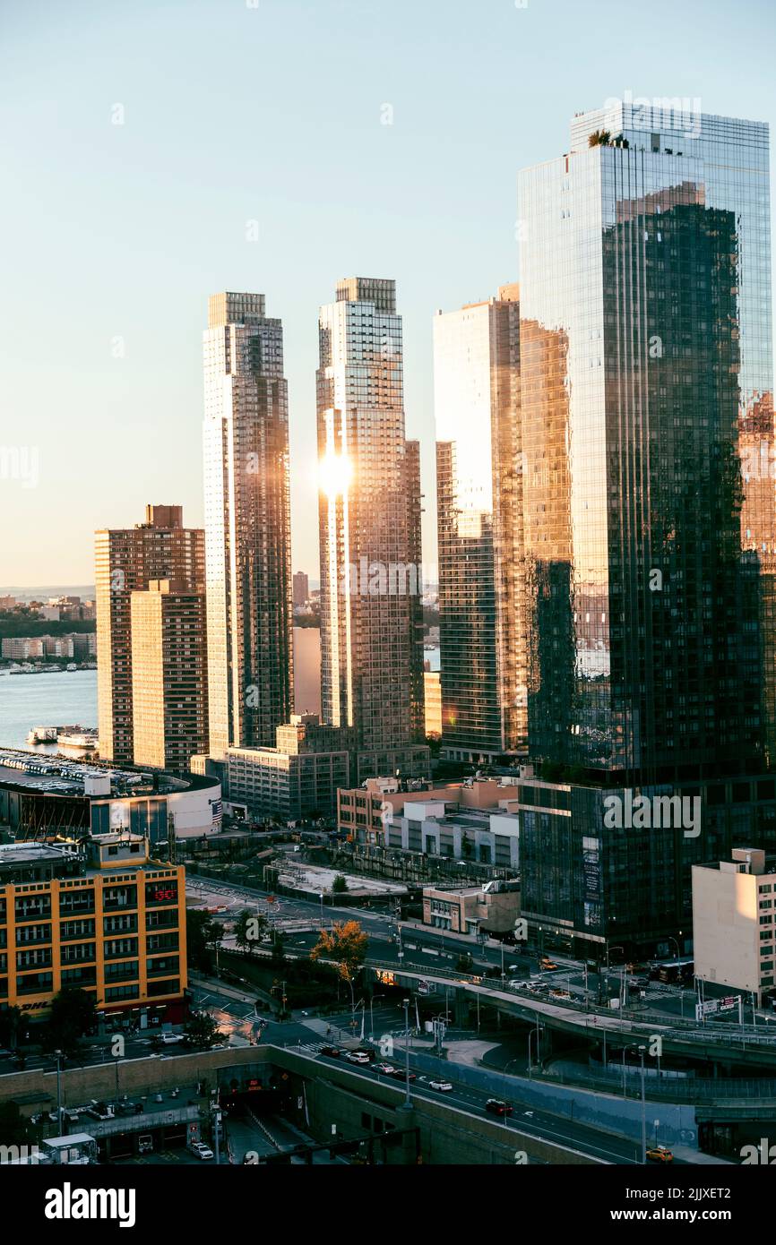 skyscrapers in New York City. Really tall and beautiful buildings. A ...