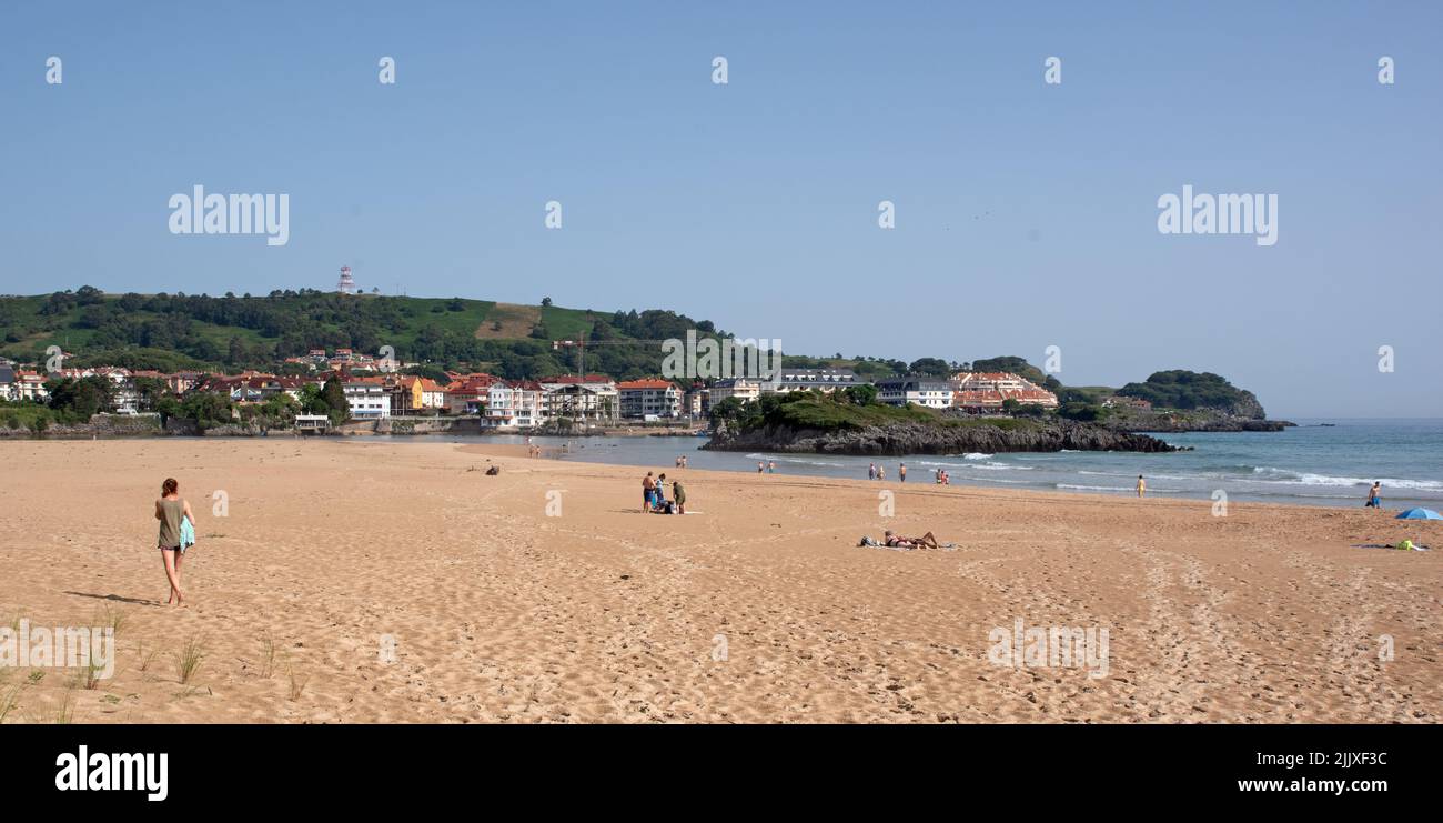 Playa Cuarezo, Noja, looking towards Isla Playa Stock Photo - Alamy