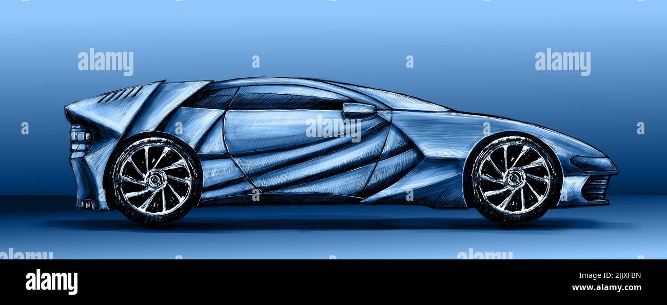 Concept car, sketch - digital painting Stock Photo - Alamy