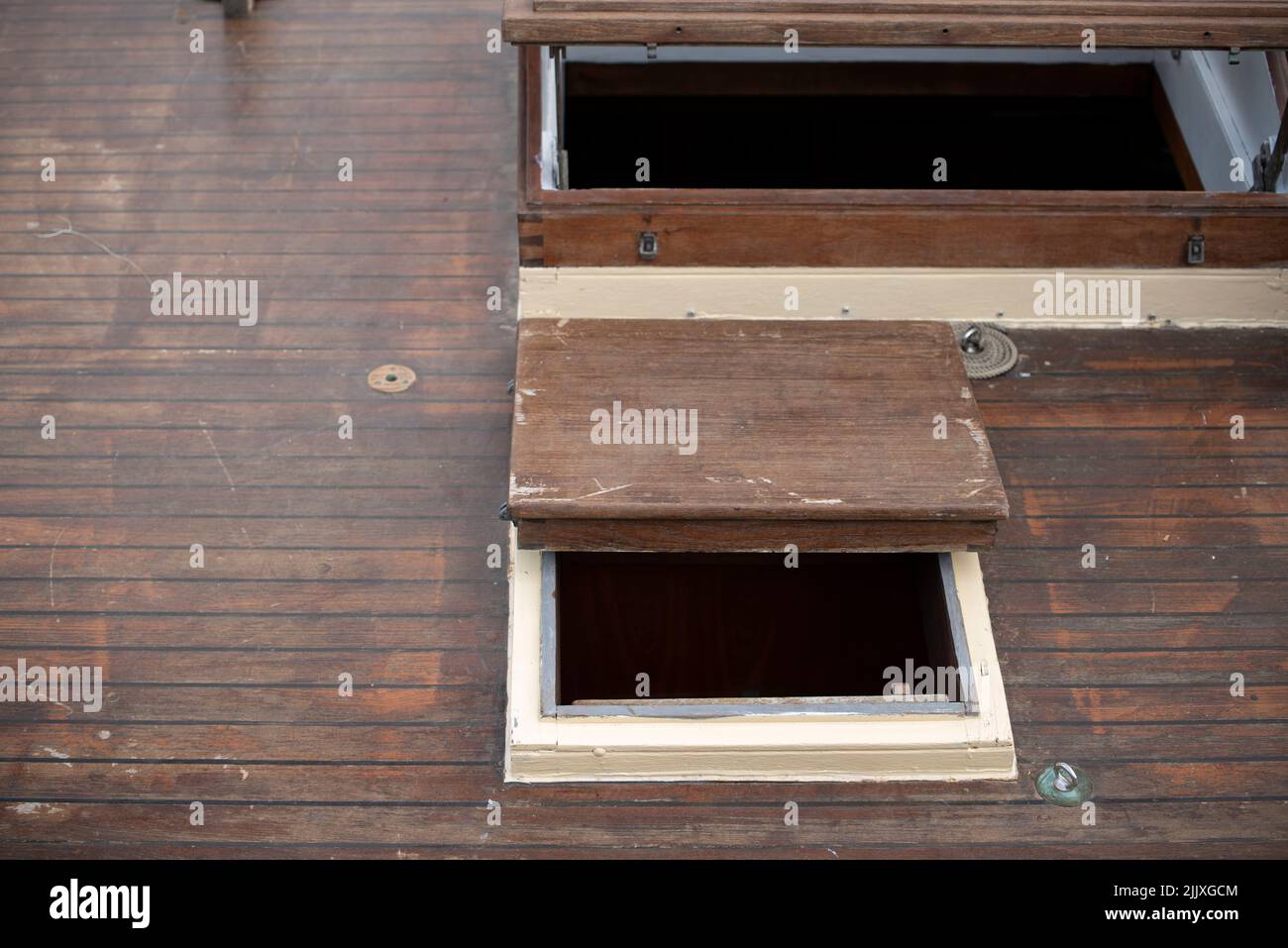 deck hatches of an old ship Stock Photo - Alamy