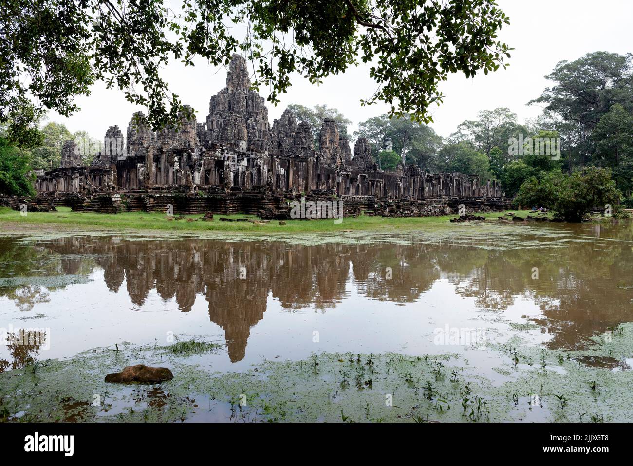 View of Bayon temple and its reflection Stock Photo - Alamy