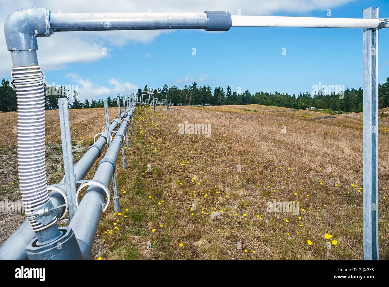 Methane piping at a closed landfill, which was turned into a park Stock ...