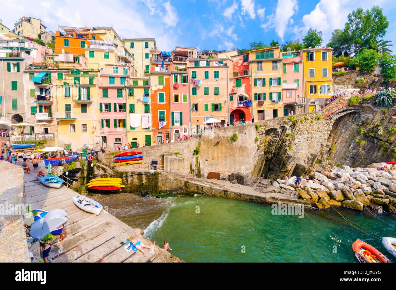 Riomaggiore village, La Spezia province, Liguria, northern Italy. View ...