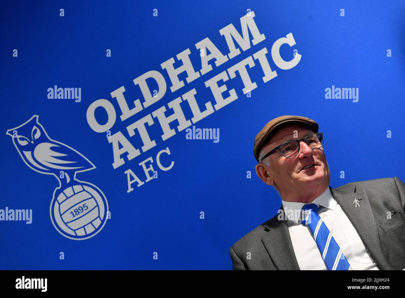 Oldham, UK. 28th July, 2022. New Owner/Chairman Frank Rothwell at ...