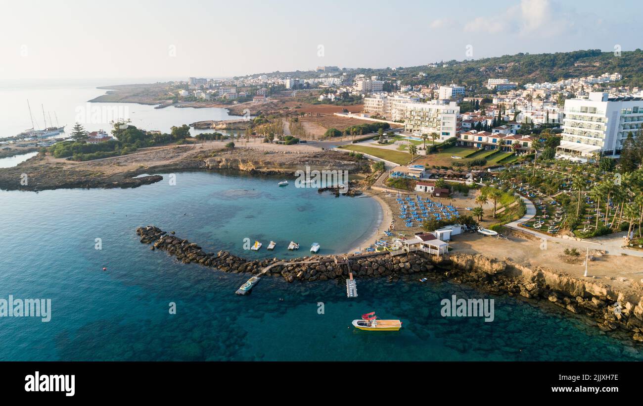 Aerial bird's eye view of Green bay in Protaras, Paralimni, Famagusta ...