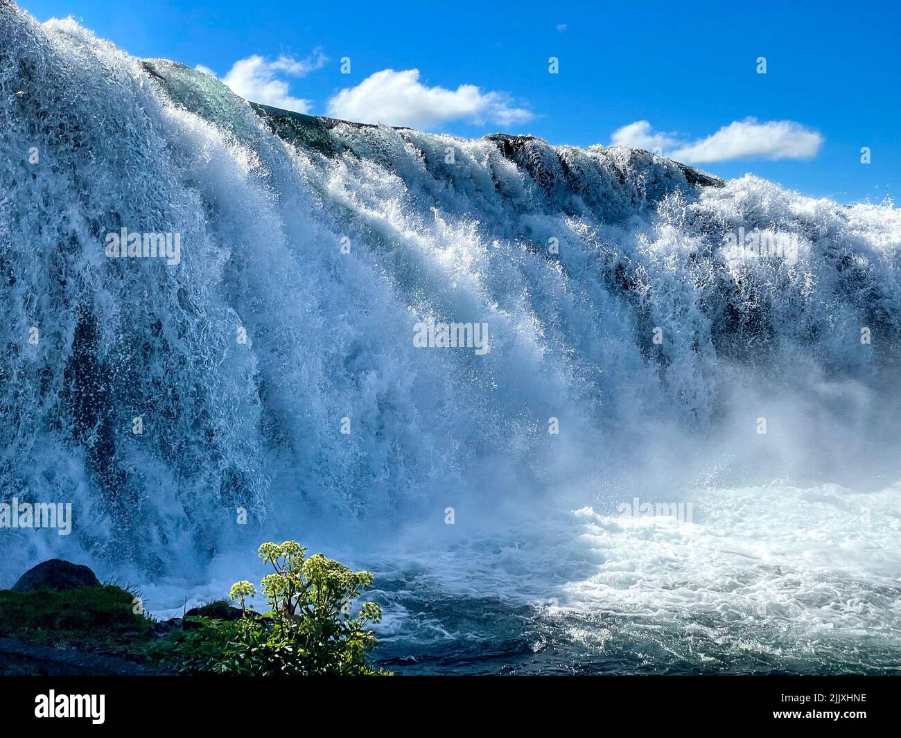 Skáholt, Iceland - July 2, 2022 A close-up view of the Faxi or ...