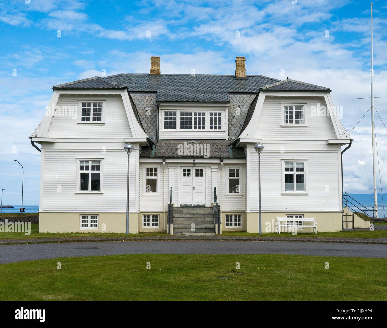 Reykjavík, Iceland - July 1, 2022 Landscape view of the Hofdi House ...