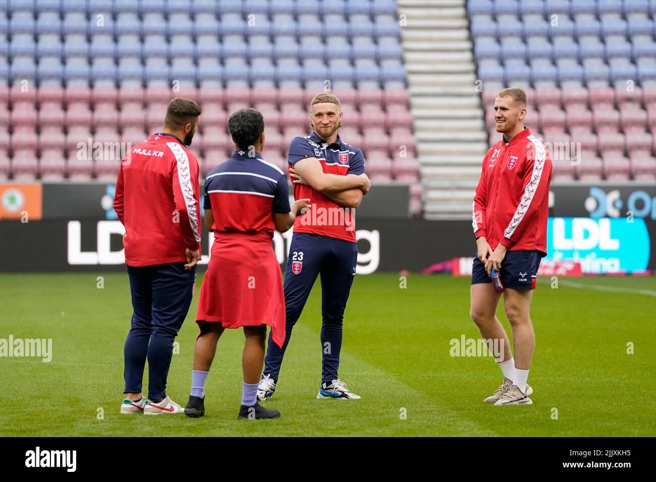 Ethan Ryan #23 of Hull KR and Rowan Milnes before the game Stock Photo ...