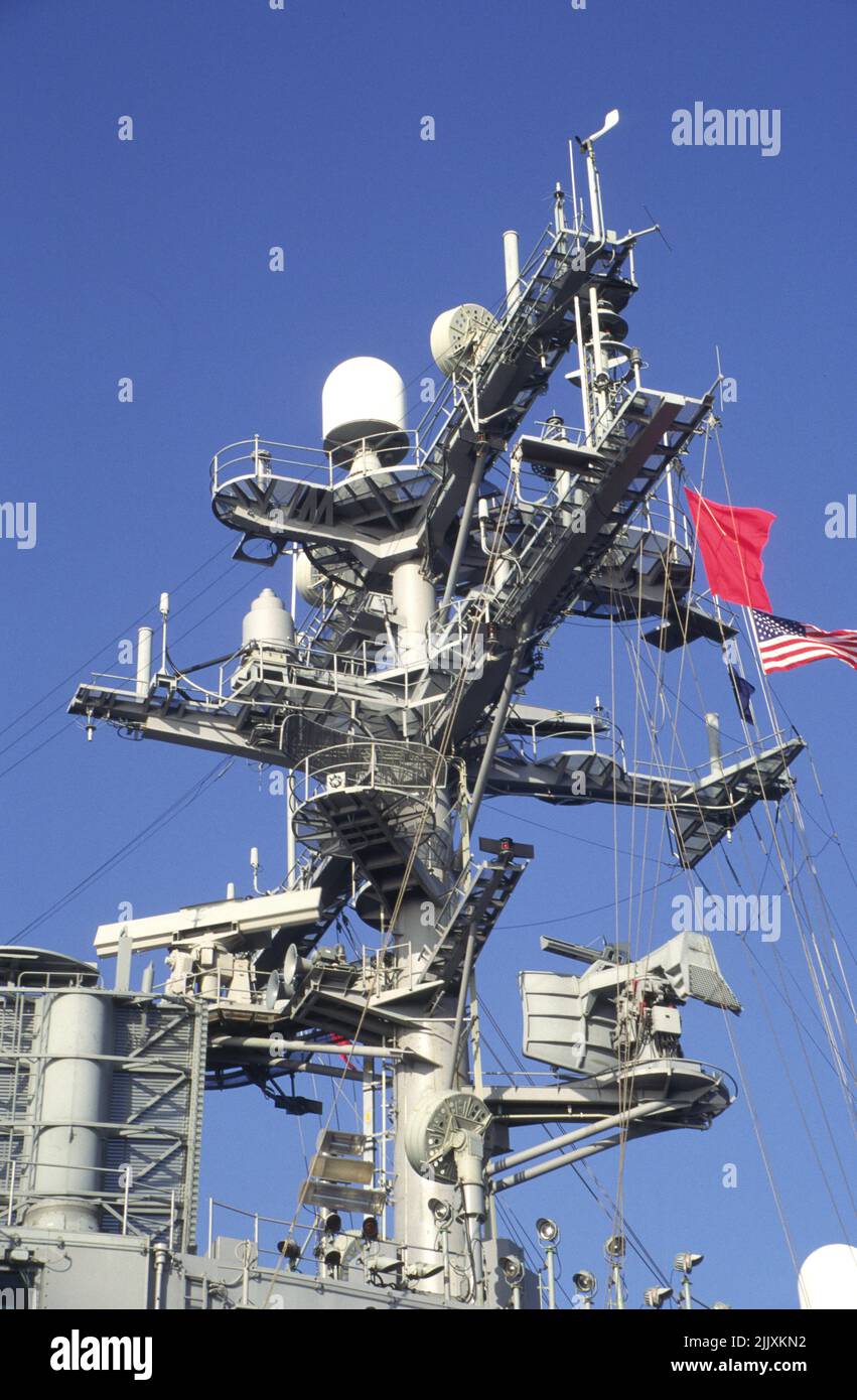 Mast on a United States Navy aircraft carrier Stock Photo - Alamy