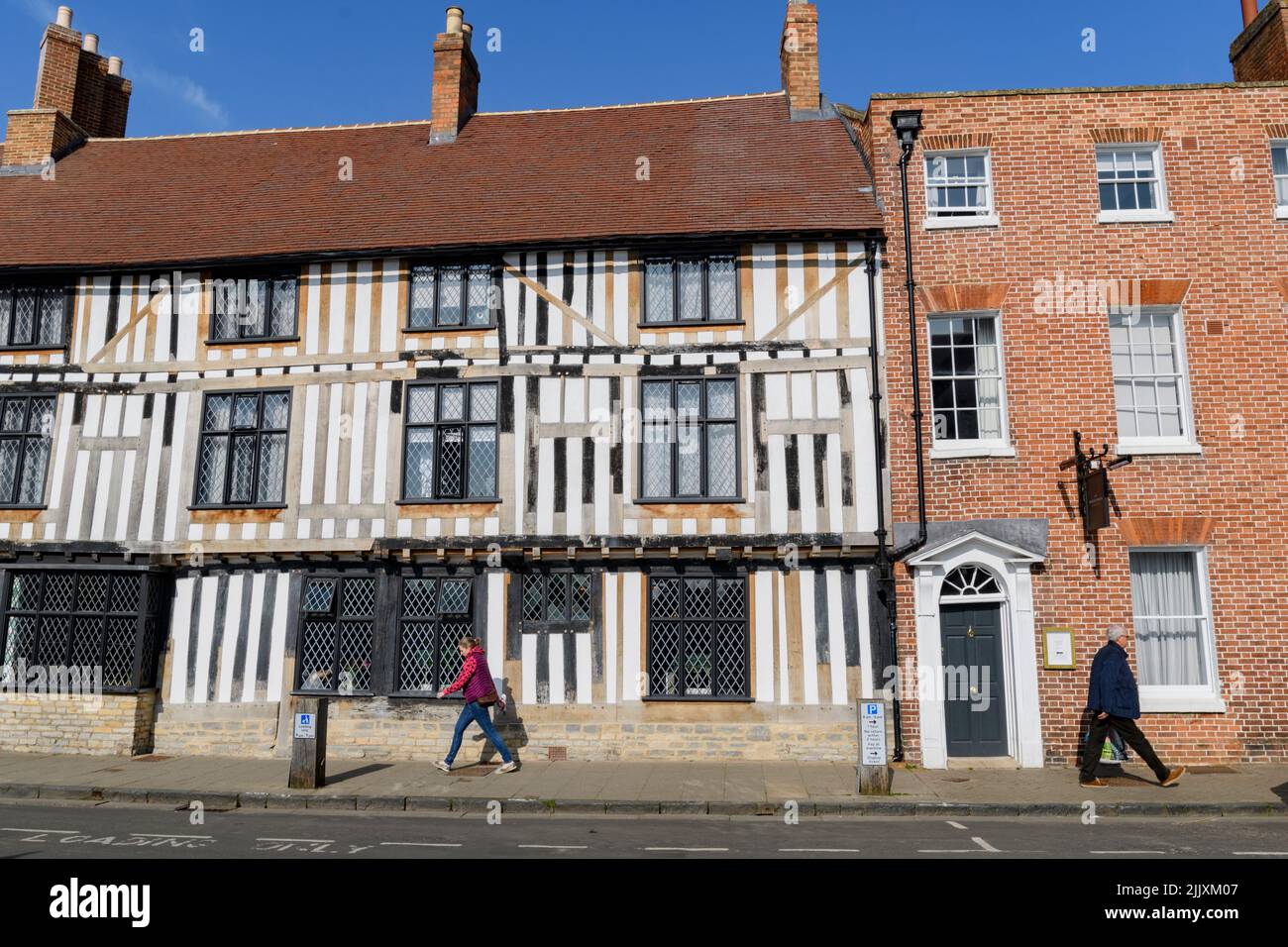 Half-timbered building next to a brick-wall building in Stratford-upon ...