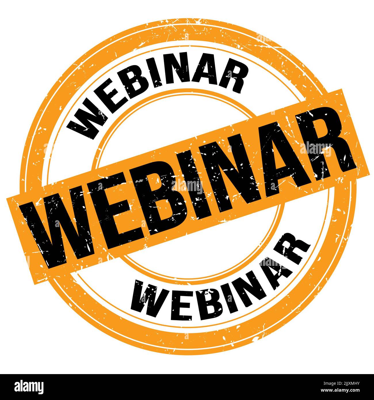 WEBINAR text written on orange-black round grungy stamp sign Stock ...