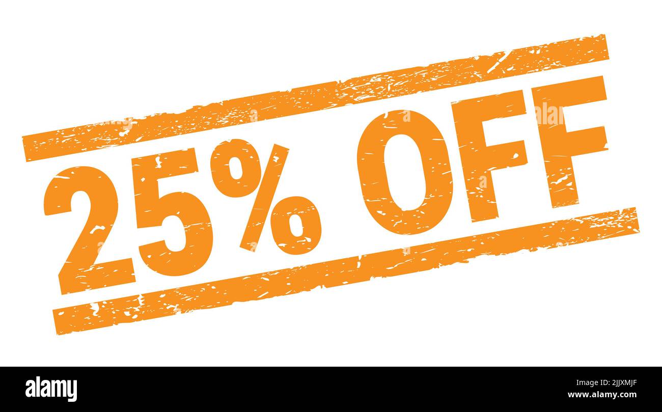 25% OFF text written on orange rectangle stamp sign Stock Photo - Alamy