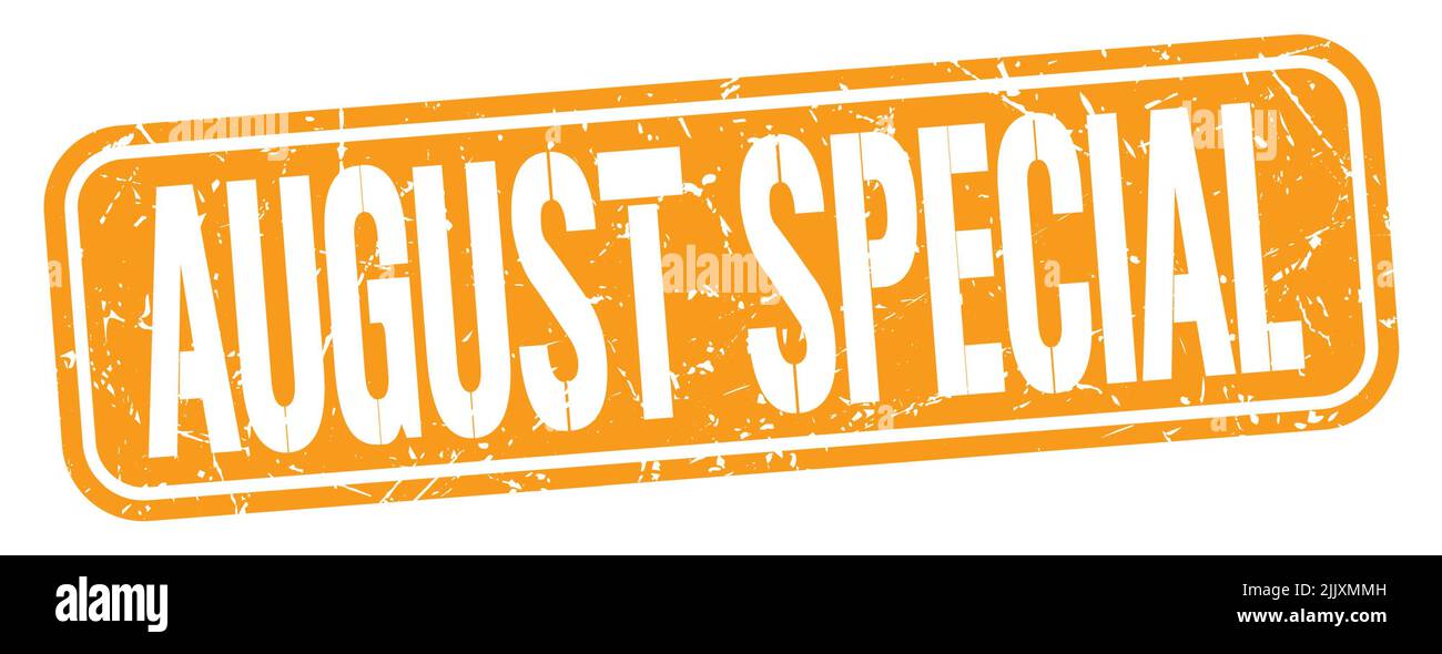 AUGUST SPECIAL text written on orange grungy stamp sign Stock Photo - Alamy