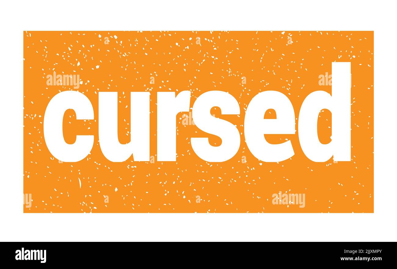 cursed text written on orange grungy stamp sign Stock Photo - Alamy