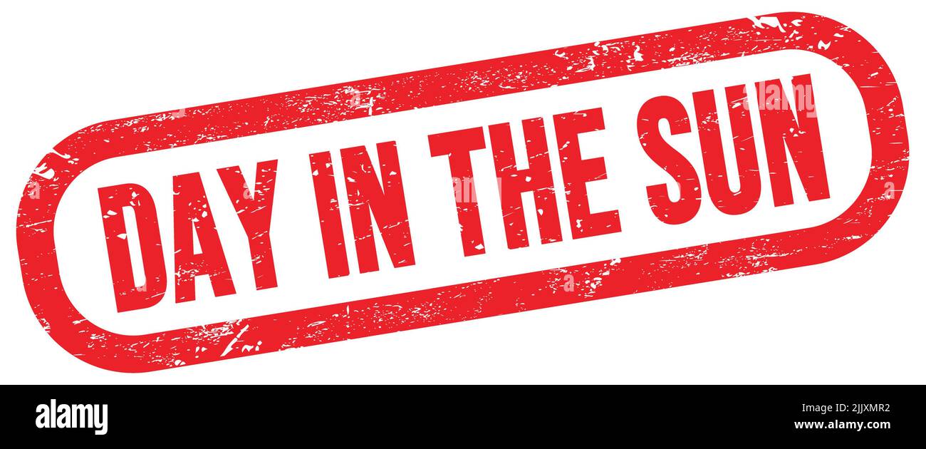 DAY IN THE SUN, text on red rectangle stamp sign Stock Photo - Alamy